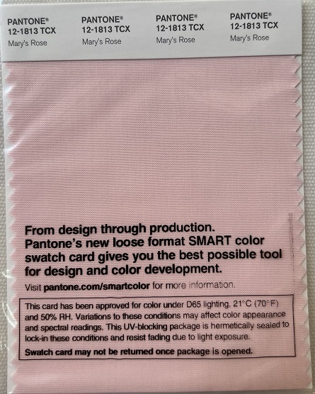 Pantone TCX Cotton Swatch Card 12-1813 TCX Mary's Rose