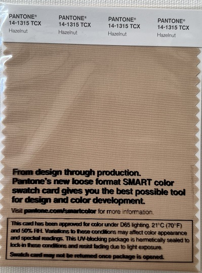 Pantone TCX Cotton Swatch Card 14-1315 TCX Hazelnut