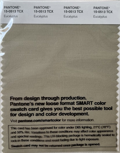 Pantone TCX Cotton Swatch Card 15-0533 TCX Linden Green