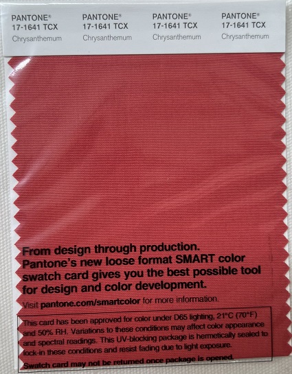 Pantone TCX Cotton Swatch Card 17-1641 TCX Chrysanthemum