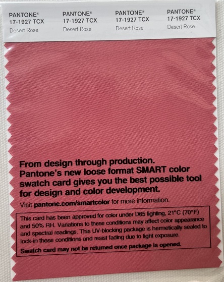 Pantone TCX Cotton Swatch Card 17-1927 TCX Desert Rose