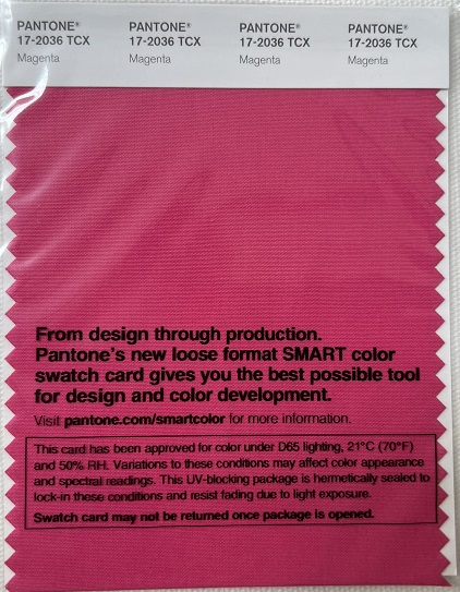 Pantone TCX Cotton Swatch Card 17-2036 TCX Magenta