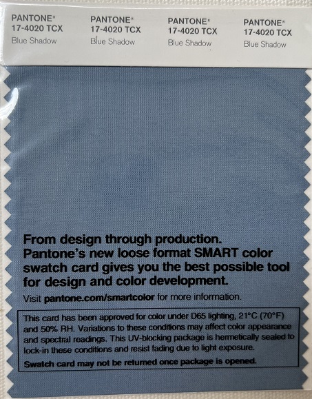 Pantone TCX Cotton Swatch Card 17-4020 TCX Blue Shadow