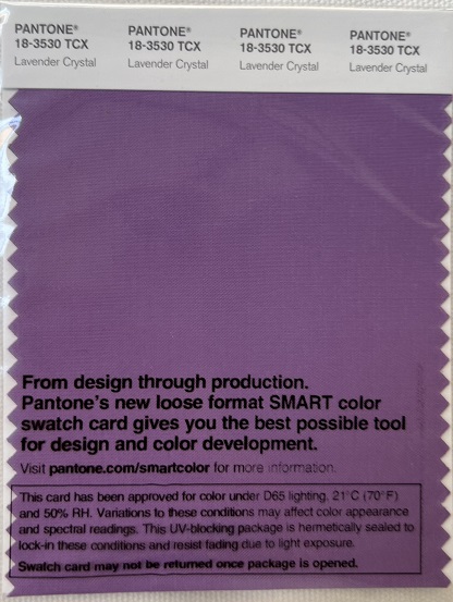 Pantone TCX Cotton Swatch Card 18-3530 TCX Lavender Crystal
