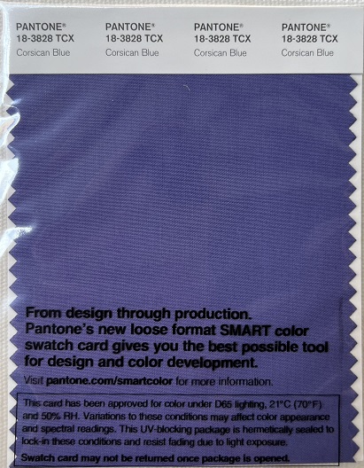 Pantone TCX Cotton Swatch Card 18-3828 TCX Corsican Blue