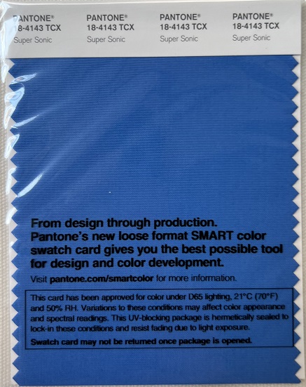 Pantone TCX Cotton Swatch Card 18-4143 TCX Super Sonic