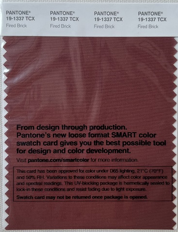 Pantone TCX Cotton Swatch Card 19-1337 TCX Fired Brick