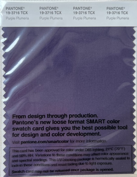Pantone TCX Cotton Swatch Card 19-3716 TCX Purple Plumeria