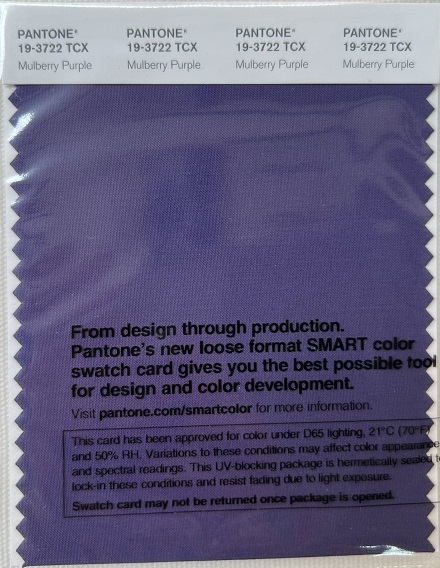 Pantone TCX Cotton Swatch Card 19-3722 TCX Mulberry Purple