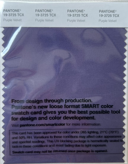 Pantone TCX Cotton Swatch Card 19-3725 TCX Purple Velvet